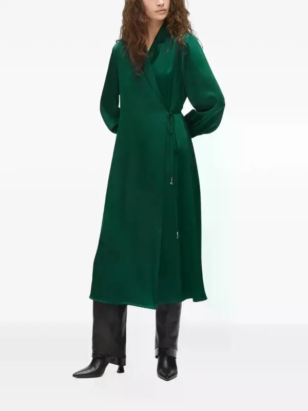 Karl Lagerfeld Satin Wrap Dress - Green