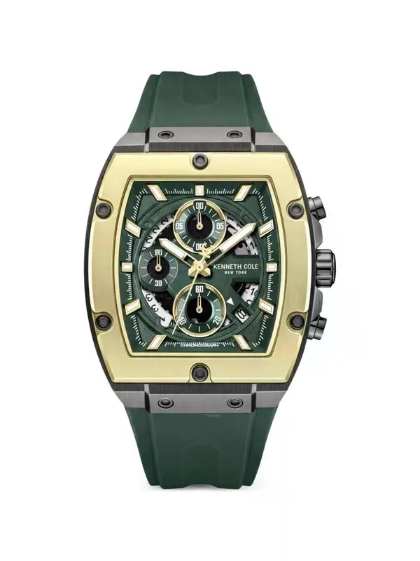 KENNETH COLE 44mm Chronograph Tonneau Case Watch - Green