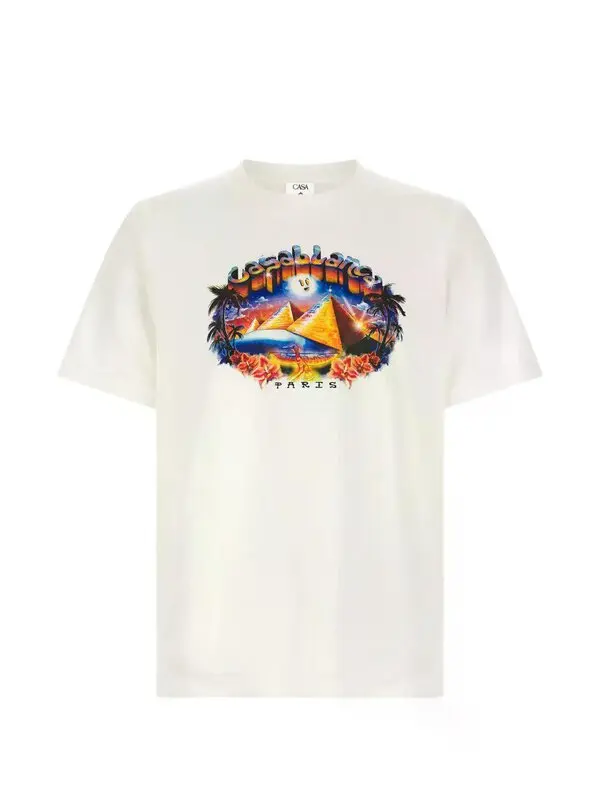 Casablanca Graphic-print Cotton T-shirt - Neutrals