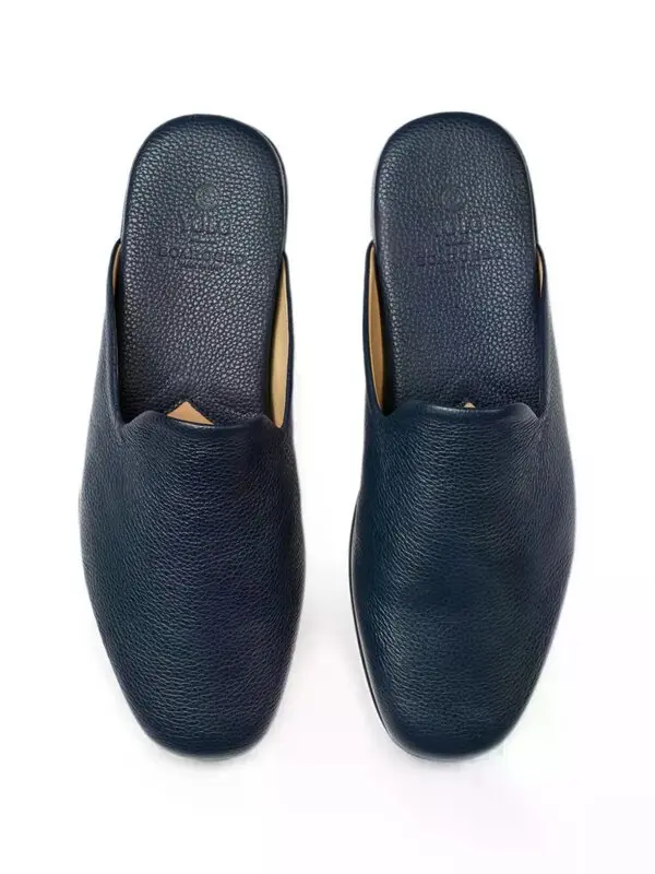 SCAROSSO Atlas Travel Pebble-grain Leather Slippers - Blue