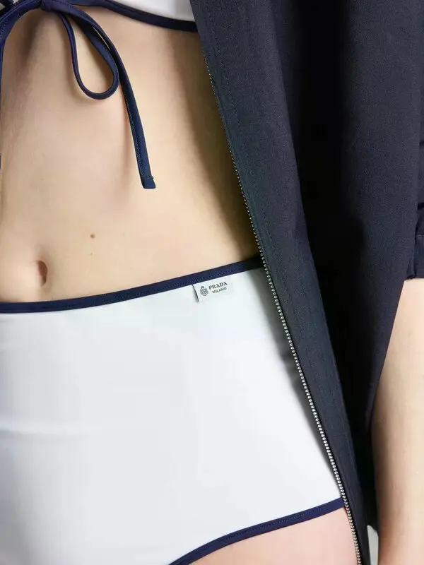 Prada Jersey Bikini Panty With Contrasting Trim