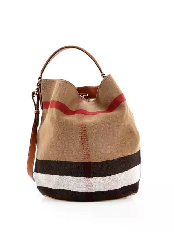 Burberry Ashby Bag House Check Canvas Medium Bucket Bag