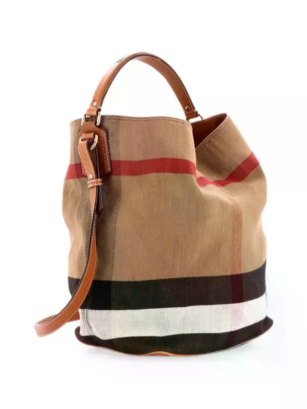 Burberry Ashby Bag House Check Canvas Medium Bucket Bag