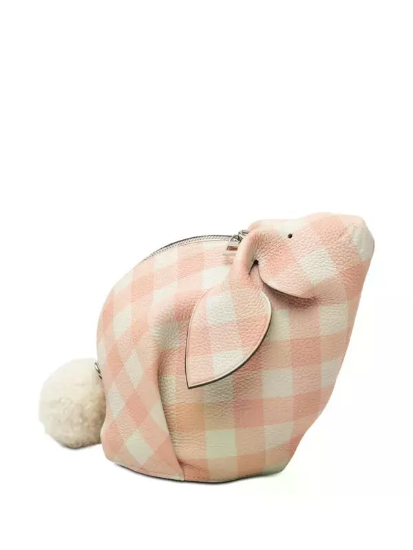 Loewe 2018 Mini Calfskin Shearling Gingham Bunny Crossbody Bag