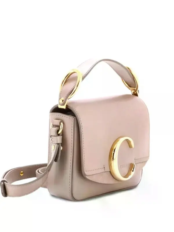 Chloé C Double Carry Bag Leather Mini Shoulder Bag - Neutrals