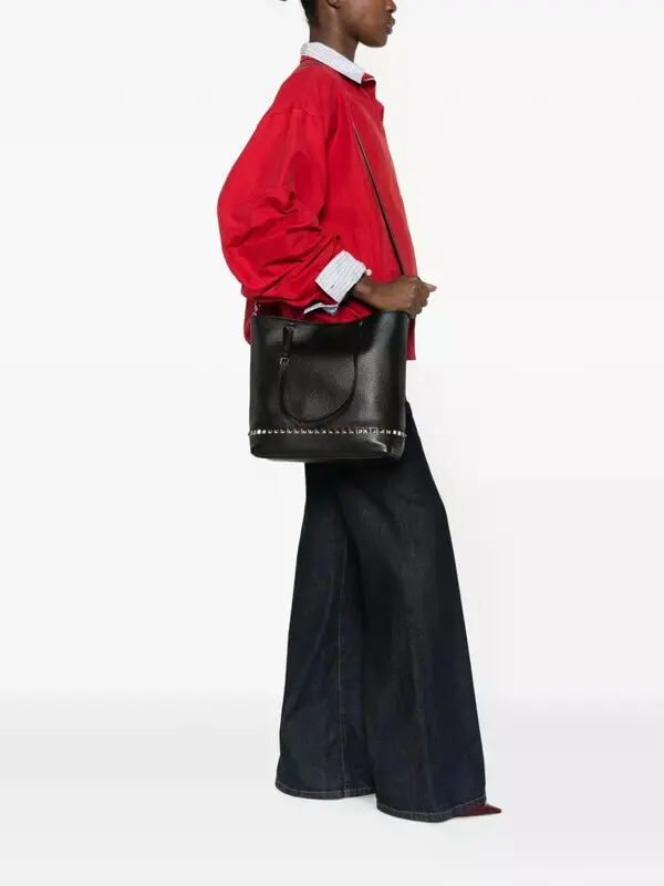 Valentino Garavani Rockstud Pebbled Tote Bag - Black