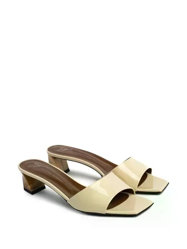 GIUSEPPE ZANOTTI Square-toe Mid Block Heel Sandals