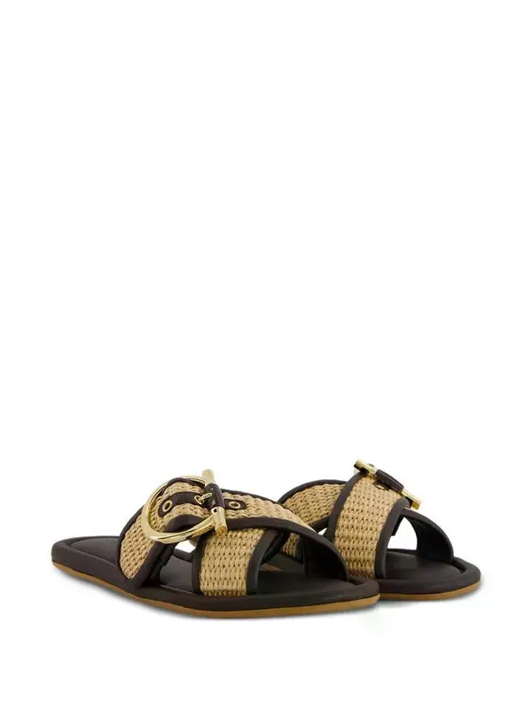 FERRAGAMO Double Strap Gancini Ornament Slide