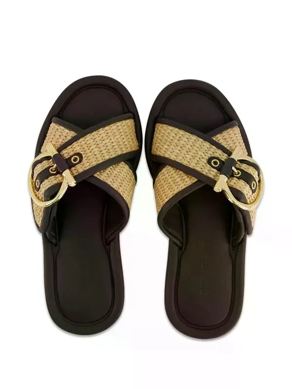 FERRAGAMO Double Strap Gancini Ornament Slide