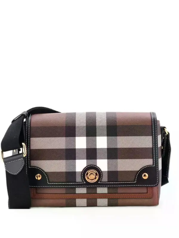 Burberry Note Check Canvas And Leather Medium Crossbody Bag