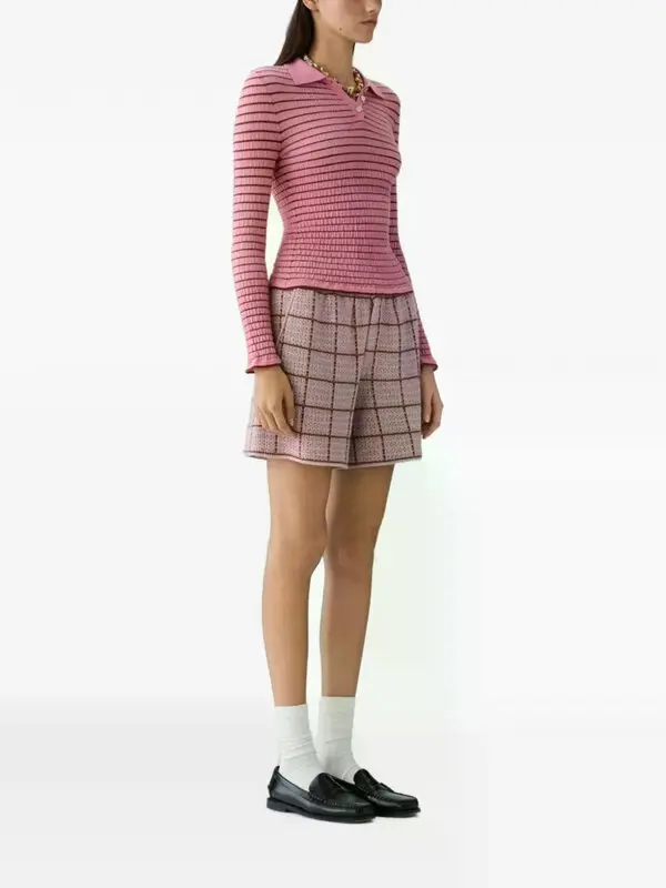 Guest In Residence Striped Shirred Polo Shirt