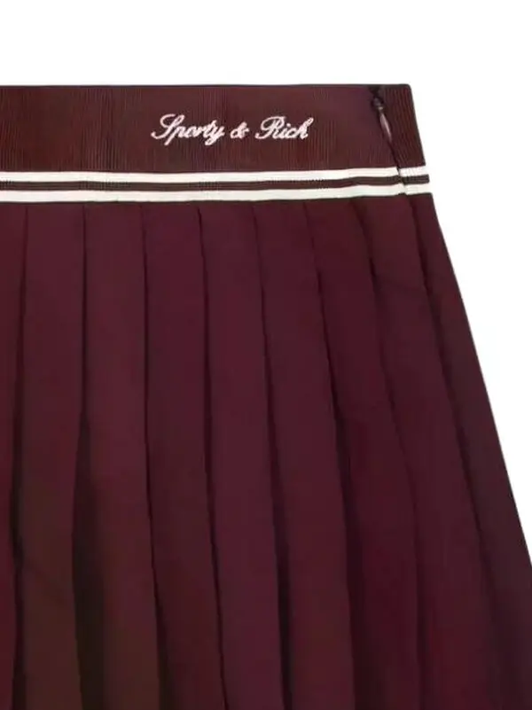 SPORTY & RICH Abigail Pleated Logo-print Mini Skirt