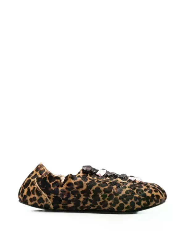 Repetto Leopard-print Lace-up Ballet Flats