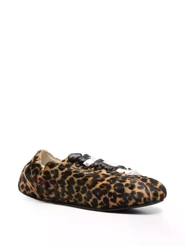 Repetto Leopard-print Lace-up Ballet Flats - Brown