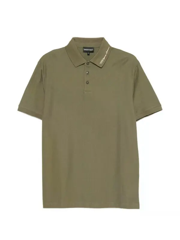 Emporio Armani Logo-embroidered Piqué Polo Shirt - Green
