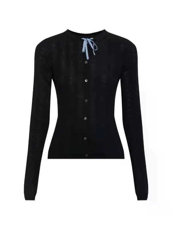 Marni Bow-detail Pointelle-knit Cardigan