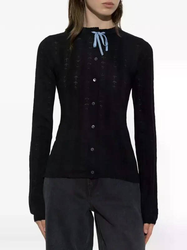 Marni Bow-detail Pointelle-knit Cardigan