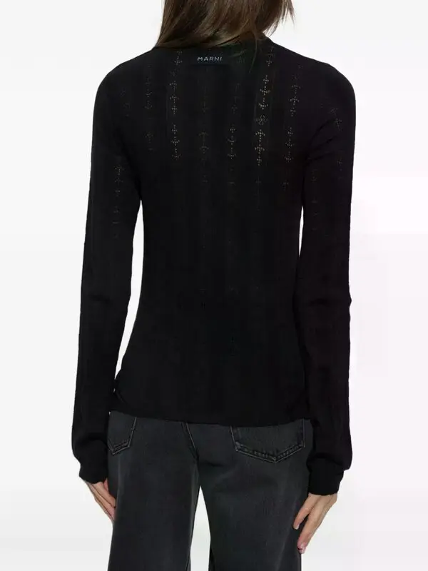 Marni Bow-detail Pointelle-knit Cardigan