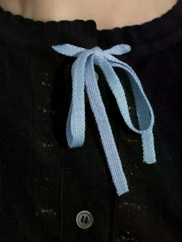 Marni Bow-detail Pointelle-knit Cardigan