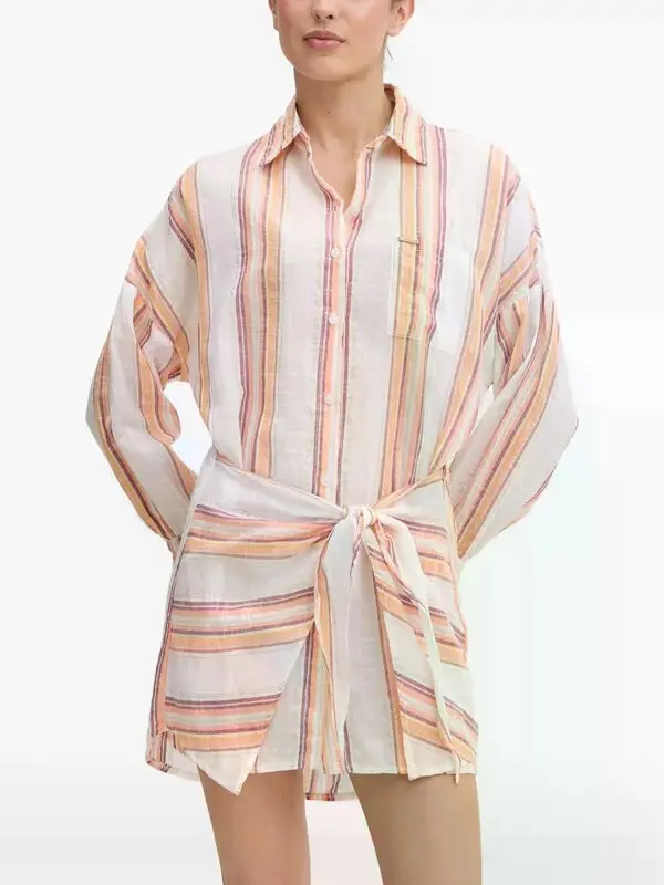 Melissa Odabash Sara Striped Tie-waist Mini Dress - White