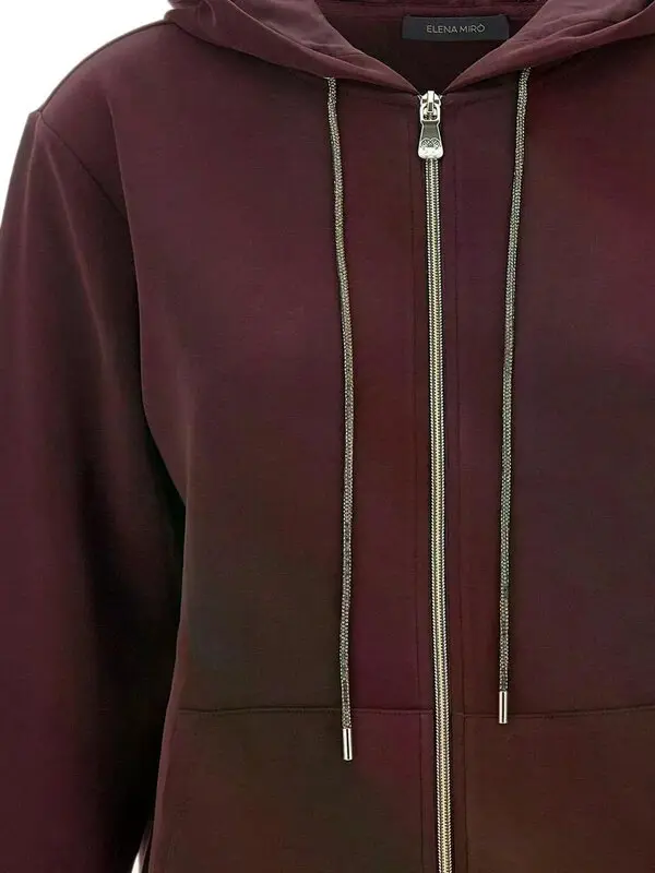 ELENA MIRÒ Rhinestone-drawstring Zip-up Hoodie