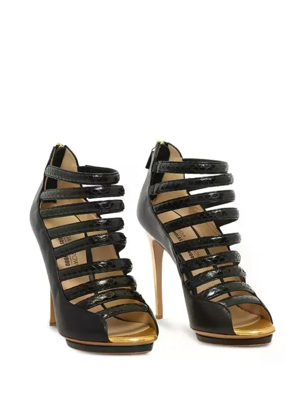 Linda Farrow Snakeskin-effect Multi-strap High Heel Sandals