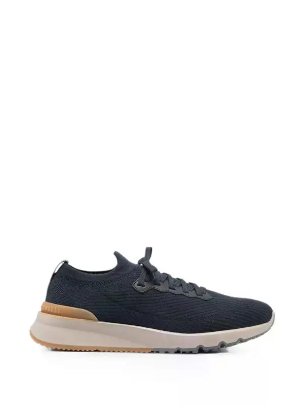 Brunello Cucinelli Wool Knit And Calfskin Runners