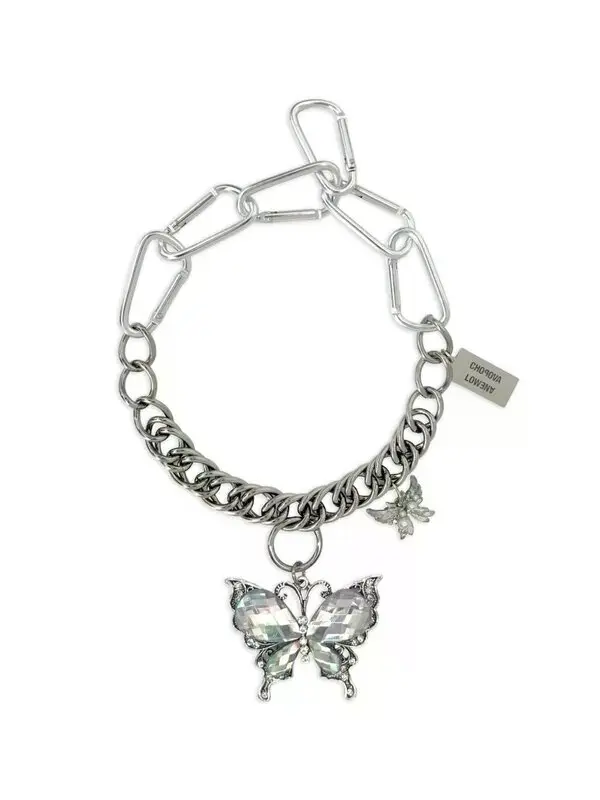 CHOPOVA LOWENA Double Butterfly Carabiner Necklace - Silver