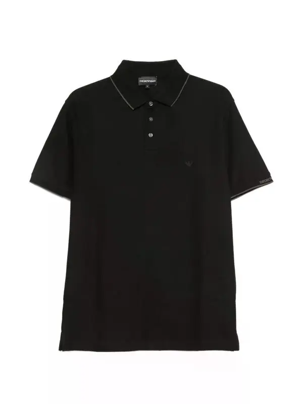 Emporio Armani Logo-embroidered Contrast-trim Polo Shirt - Black