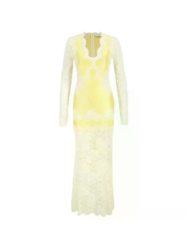 Rabanne Lace-panelled Long-sleeve Maxi Dress