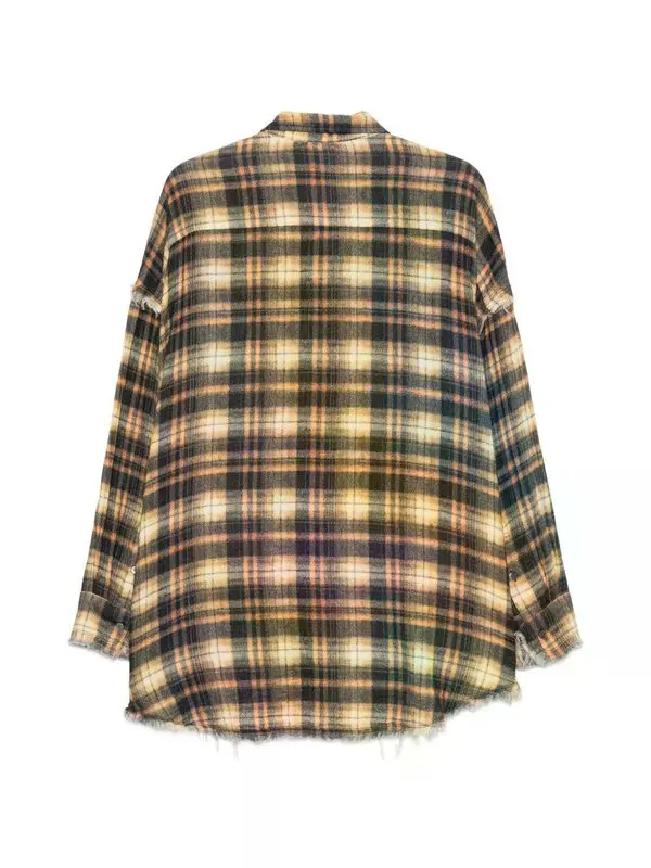 R13 Frayed Hem Plaid Shirt - Neutrals