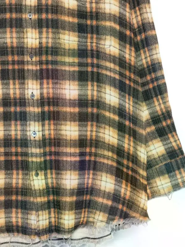 R13 Frayed Hem Plaid Shirt - Neutrals