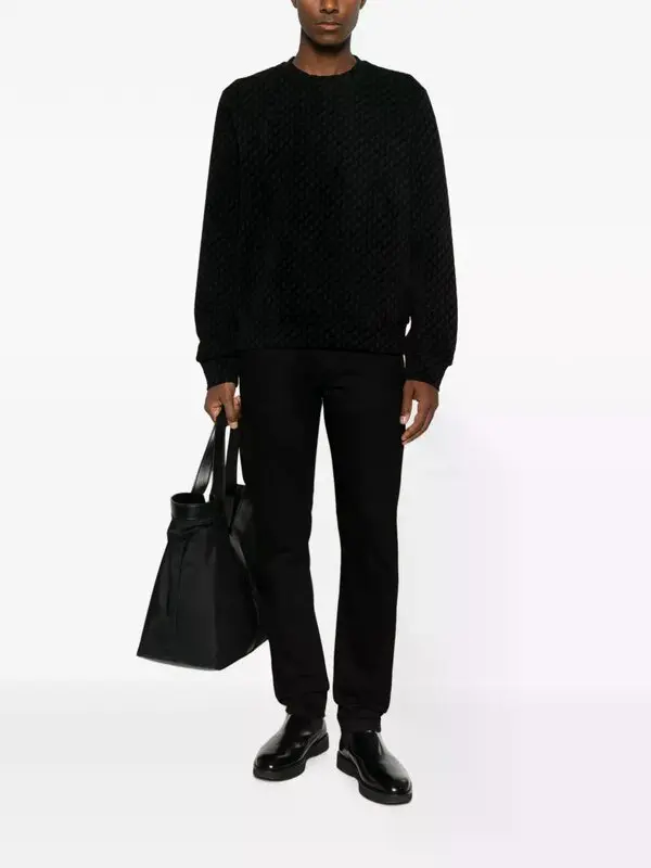 Emporio Armani Monogram-pattern Crew Neck Sweater