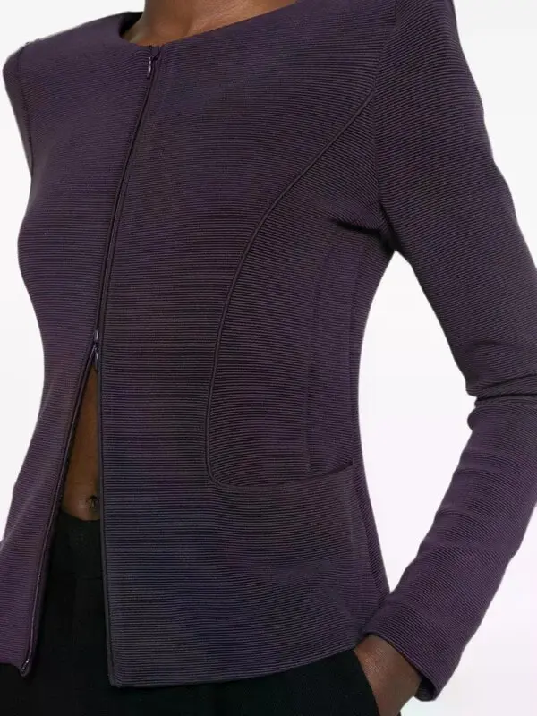 Emporio Armani Ribbed-knit Zip-up Jacket