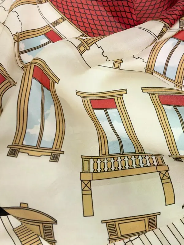Moschino Architectural-print Silk Scarf - Neutrals