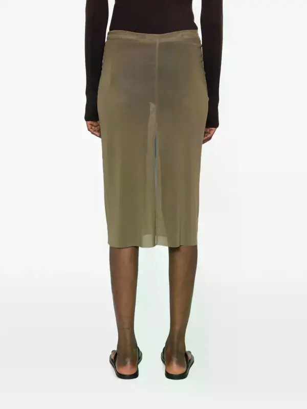 THE FRANKIE SHOP Suva Sheer Pencil Midi Skirt - Green