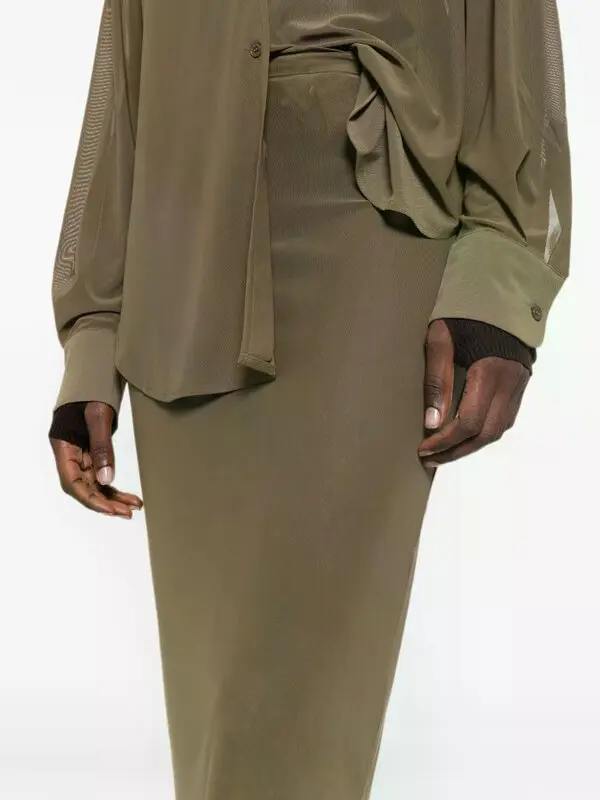 THE FRANKIE SHOP Suva Sheer Pencil Midi Skirt - Green