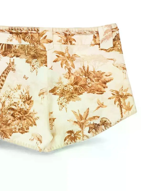 Zimmermann Safari-print Belted Shorts