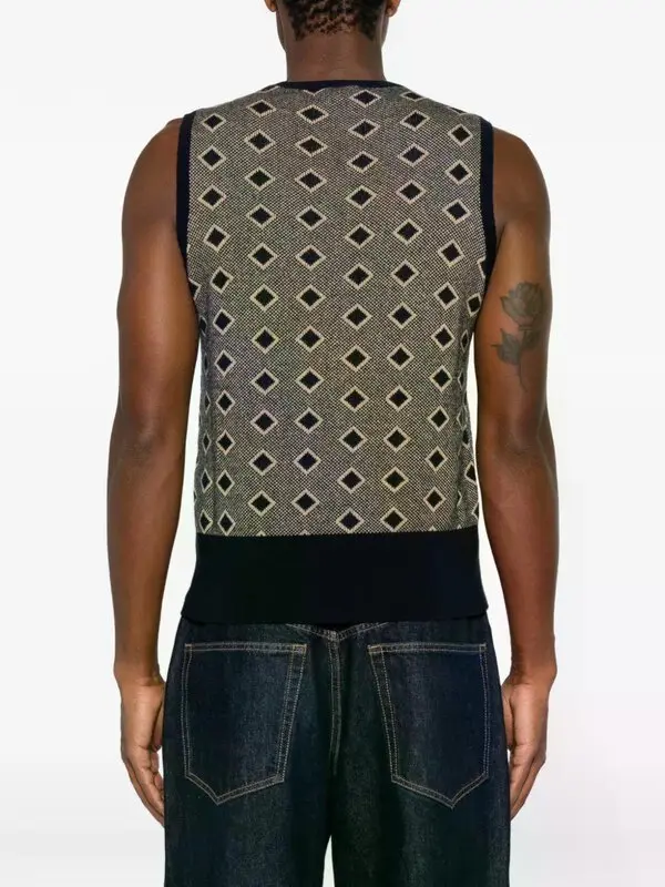 Emporio Armani Diamond-patterned Sleeveless Vest