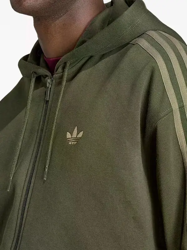Adidas Logo-embroidered Zip-up Hoodie