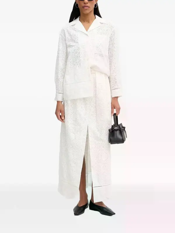 ISABELLE BLANCHE Broderie-anglaise Front-slit Maxi Skirt