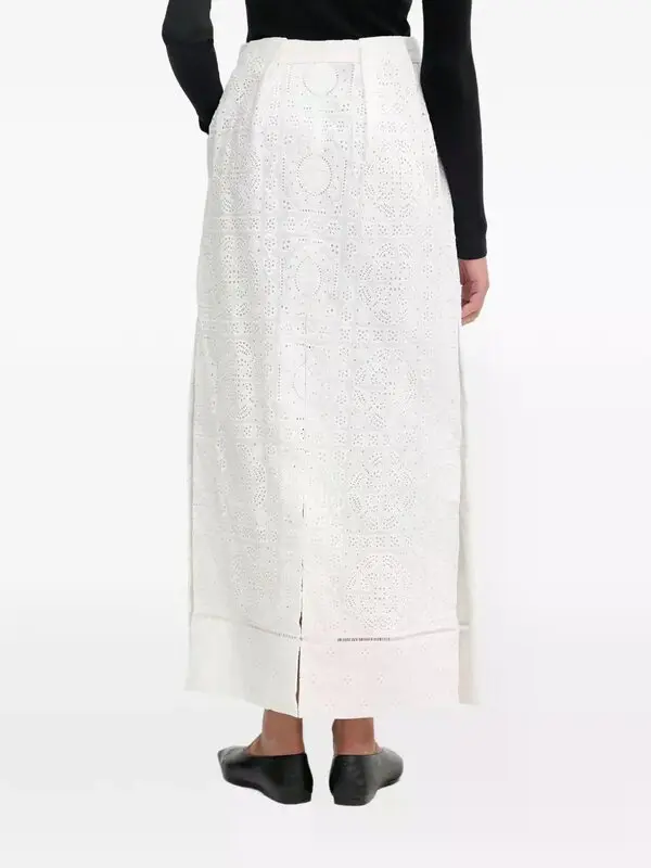 ISABELLE BLANCHE Broderie-anglaise Front-slit Maxi Skirt