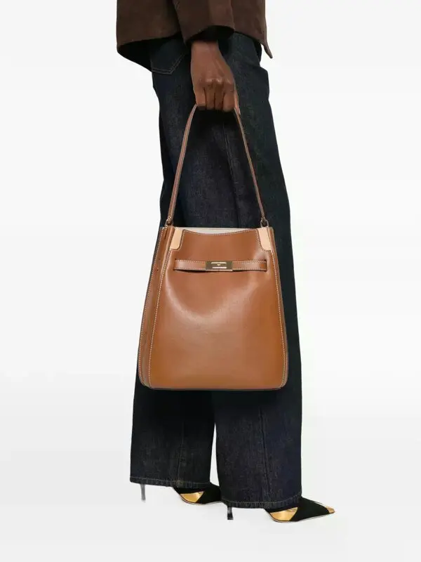 Tory Burch Lee Radziwill Leather Bucket Bag - Brown
