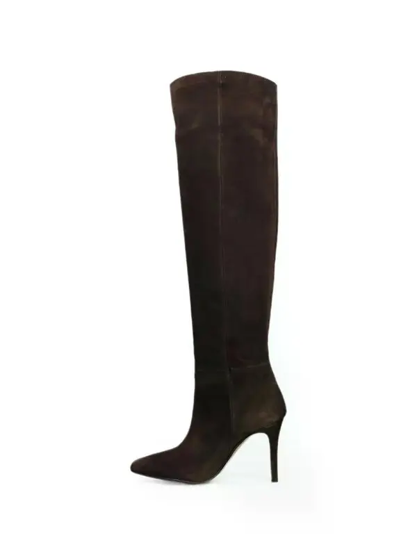 L'ARIANNA Suede Pointed-toe Stiletto Boots - Brown