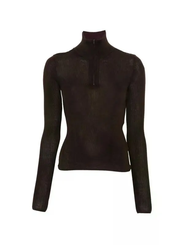 THE FRANKIE SHOP Sade Ribbed-knit Quarter-zip Sweater