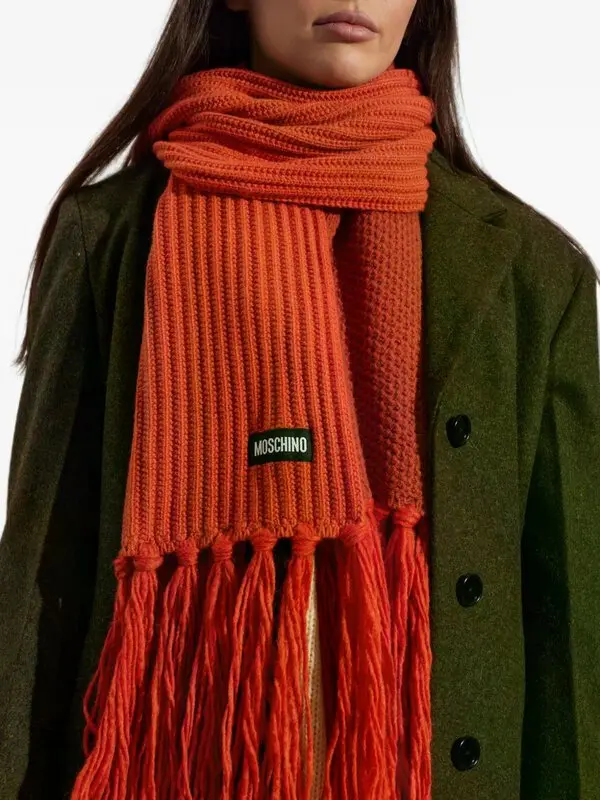 Moschino Ribbed Fringed Scarf