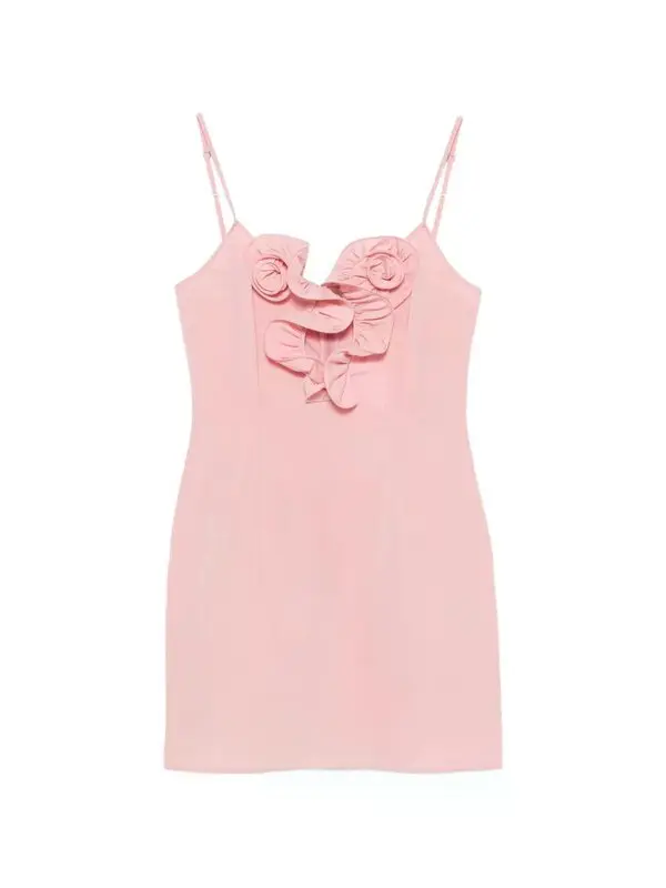 Magda Butrym Mini Ruffled Floral-appliqué Dress - Pink