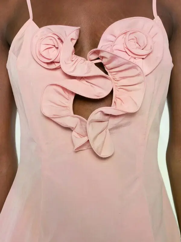 Magda Butrym Mini Ruffled Floral-appliqué Dress - Pink
