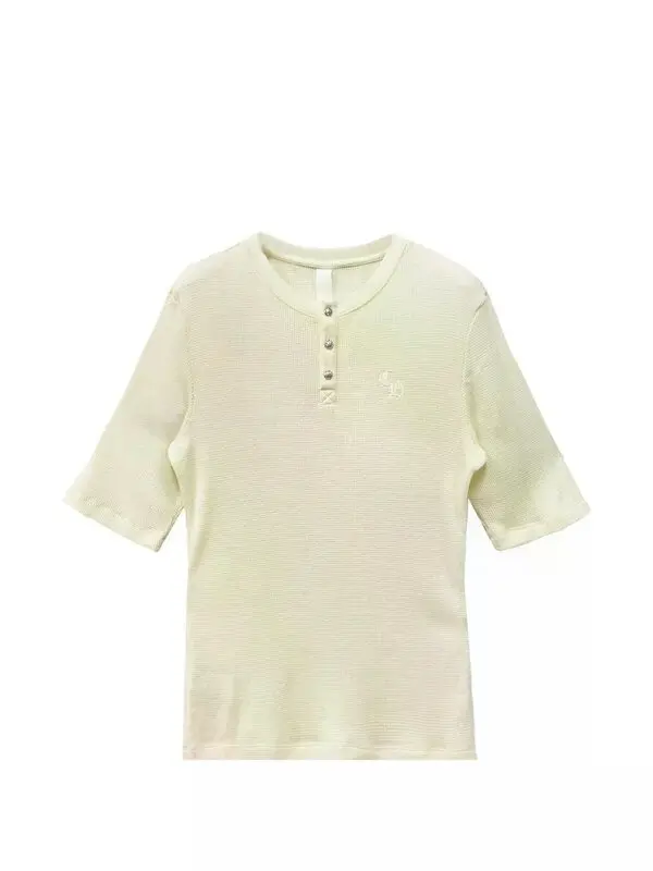 Chrome Hearts Ch Letter Waffle Thermal Short Sleeve Henley T-shirt - Neutrals