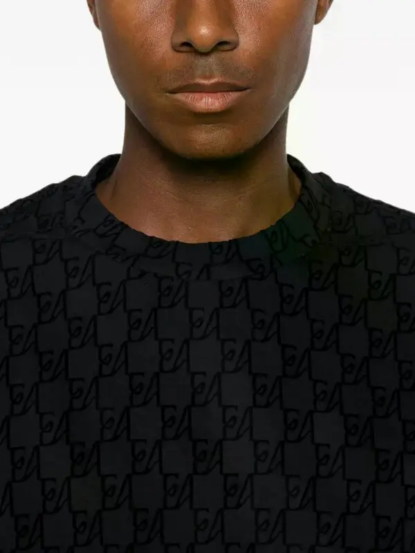 Emporio Armani Monogram Pattern Long-sleeve Sweater - Black